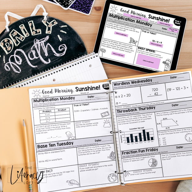 4th Grade Math Morning Work – The Literacy Loft