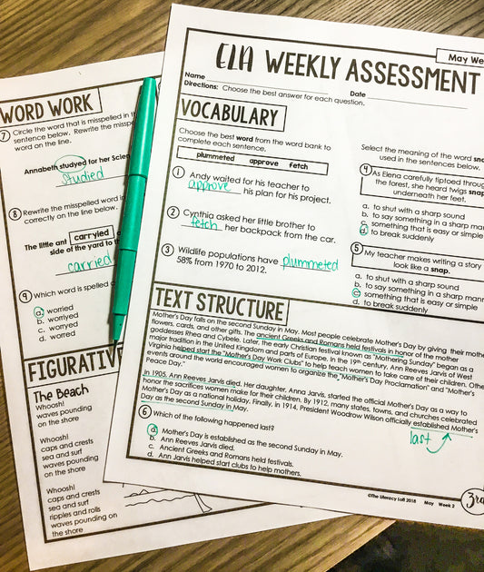 ELA Weekly Assessments – The Literacy Loft
