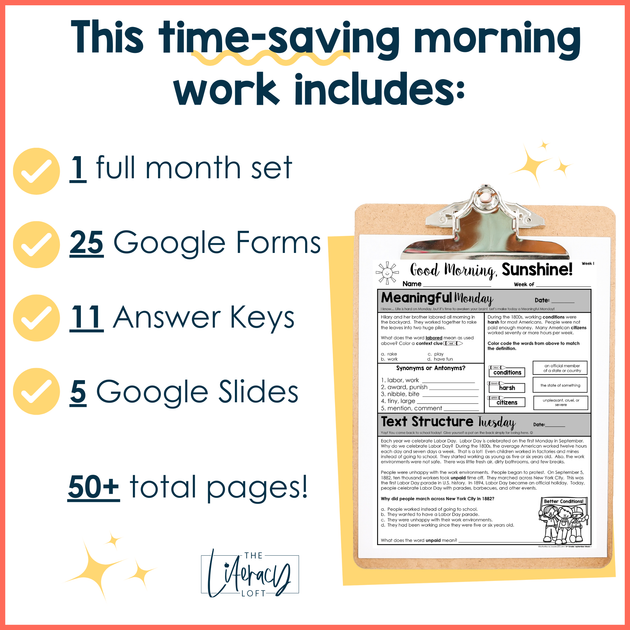 ELA Morning Work 3rd Grade {September} | Google Slides and Forms – The ...