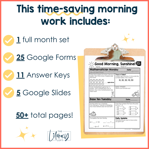 Math Morning Work 2nd Grade {September} | Google Apps – The Literacy Loft