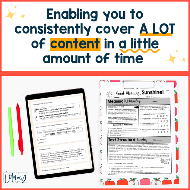 4th Grade ELA Morning Work September Printable + Google Slides and For ...