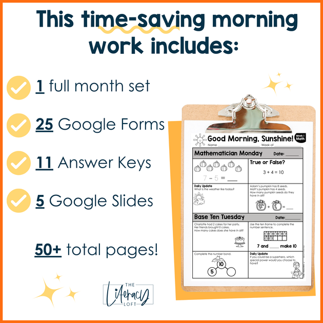 Math Morning Work 1st Grade {October} | Distance Learning | Google App ...