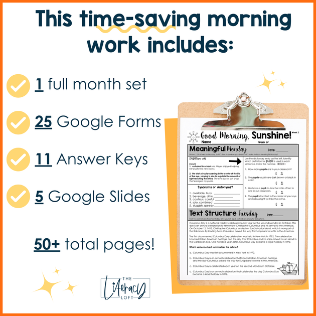 ELA Morning Work 5th Grade {October} | Distance Learning | Google Slid ...