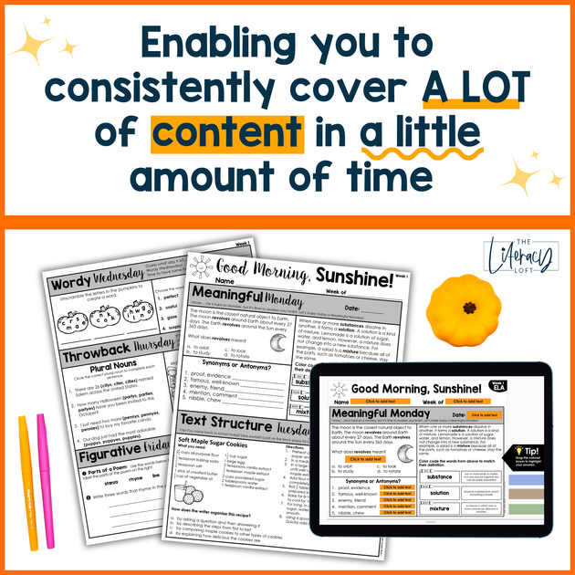 ELA Morning Work 3rd Grade {October} | Distance Learning | Google Slid ...