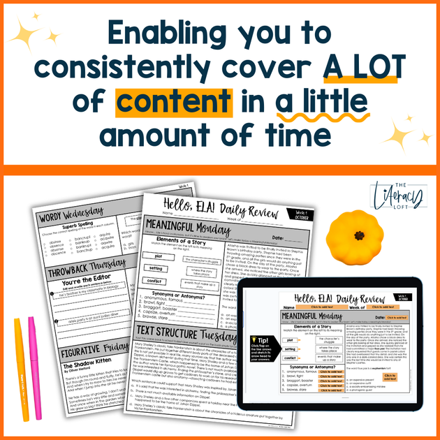 ELA Daily Review 7th Grade {October} | Distance Learning | Google Slid ...