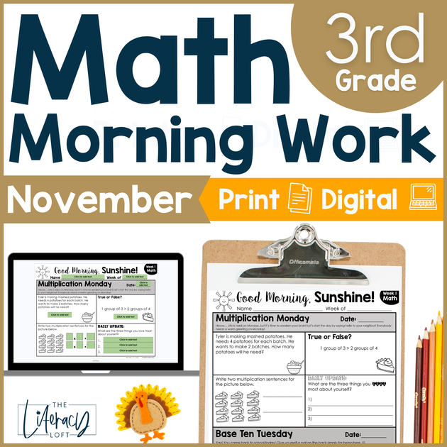 Math Morning Work 3rd Grade {November} | Distance Learning | Google Ap ...
