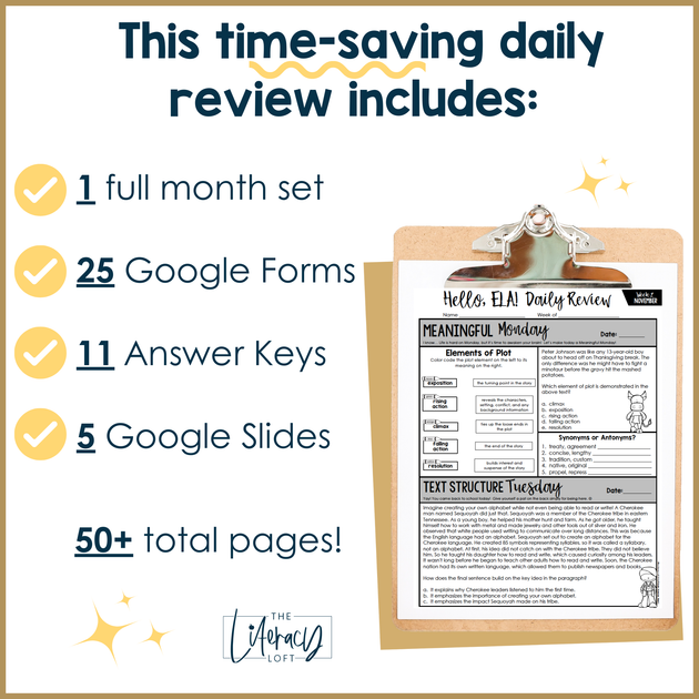 6th Grade ELA Daily Review – November | Printable & Digital Morning Wo ...