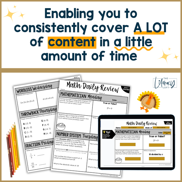 Math Daily Review 6th Grade {November} | Google Apps – The Literacy Loft