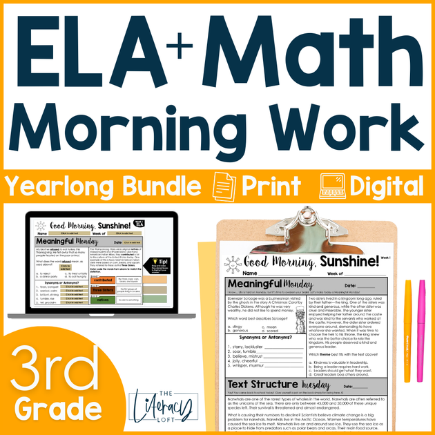 ELA + Math Morning Work 3rd Grade {The Bundle} | Google Slides + Forms ...