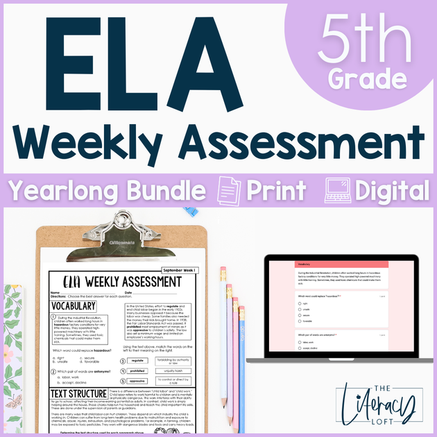 ELA Weekly Assessments 5th Grade | Printable | Google Forms – The ...