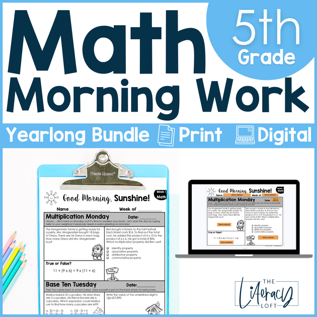 Math Morning Work 5th Grade Bundle | Printable | Google Slides and For ...