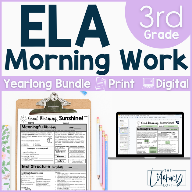 ELA Morning Work 3rd Grade (Bundle) | Printable | Google Apps – The ...