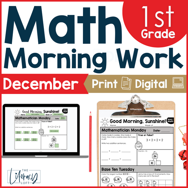 Math Morning Work 1st Grade {December} I Distance Learning I Google Ap ...