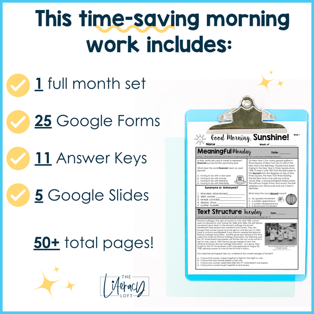 ELA Morning Work 4th Grade {January} I Distance Learning I Google Slid ...
