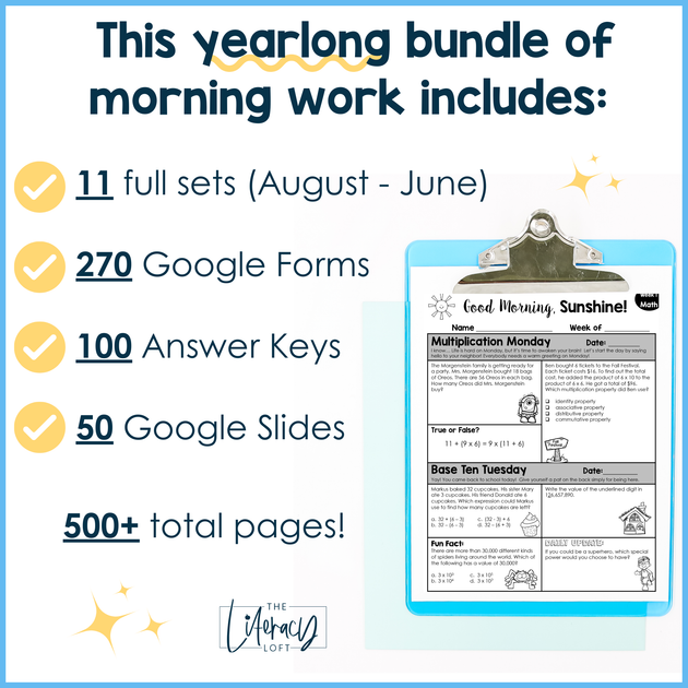 Math Morning Work 5th Grade Bundle | Printable | Google Slides and For ...