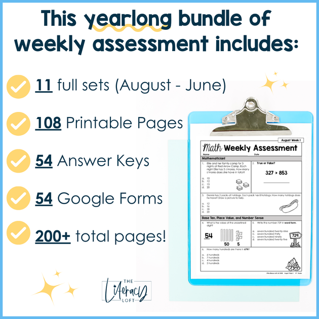 Math Weekly Assessments 3rd Grade | Printable | Google Forms – The ...