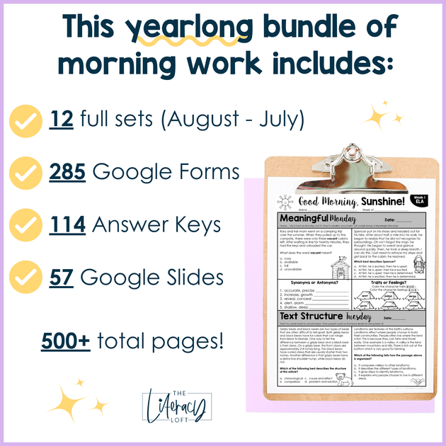 ELA Morning Work 4th Grade (Bundle) | Printable | Google Apps – The ...