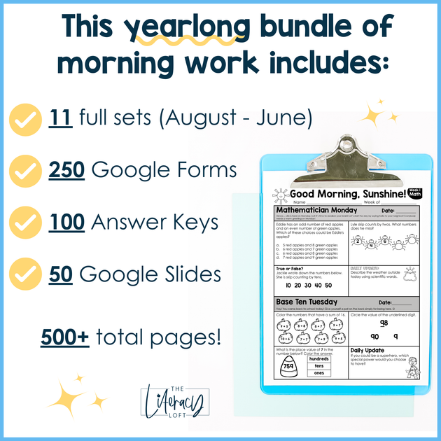 Math Morning Work 2nd Grade Bundle | Printable | Google Slides and For ...