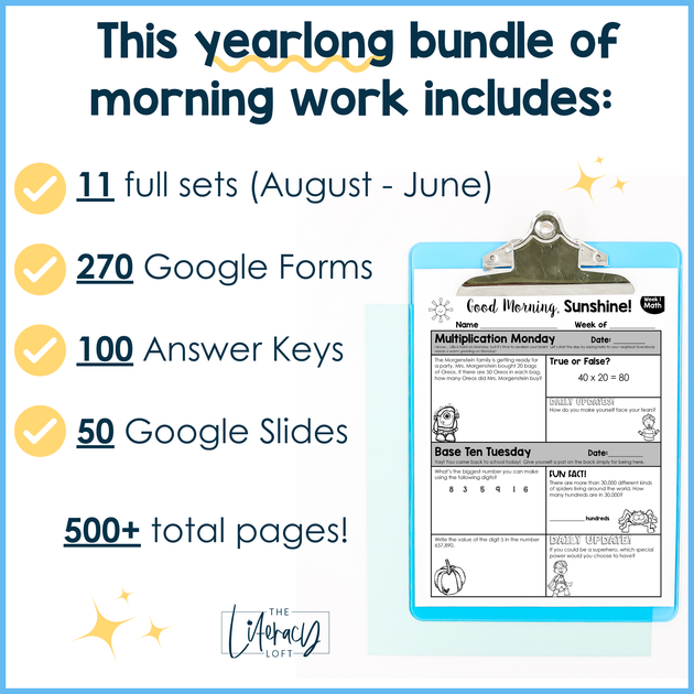 Math Morning Work 4th Grade Bundle | Printable | Google Slides and For ...