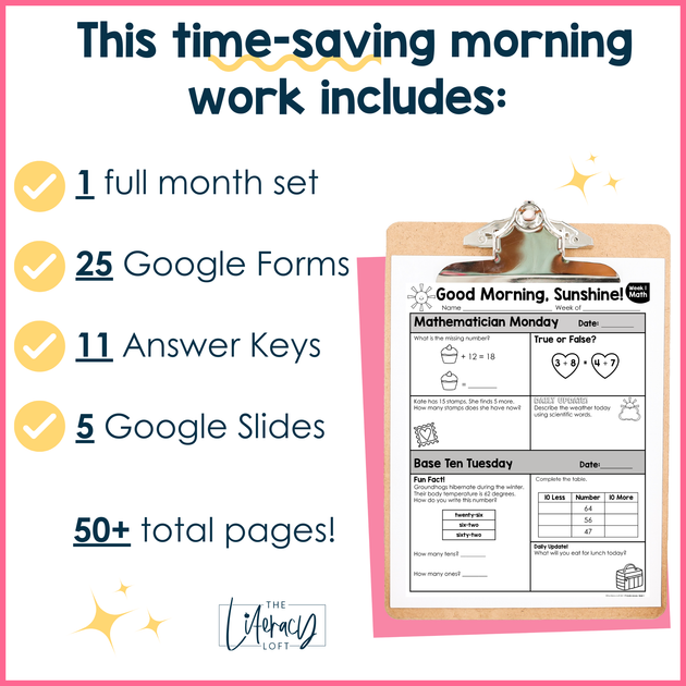Math Morning Work 1st Grade {February} I Google Apps – The Literacy Loft