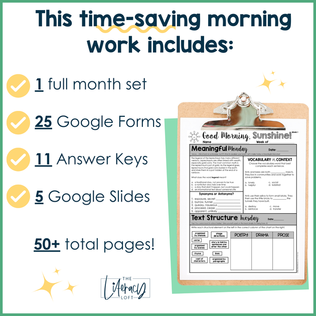 ELA Morning Work 4th Grade {March} | Google Slides – The Literacy Loft