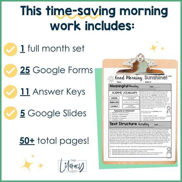 ELA Morning Work 5th Grade {March} | Google Slides – The Literacy Loft