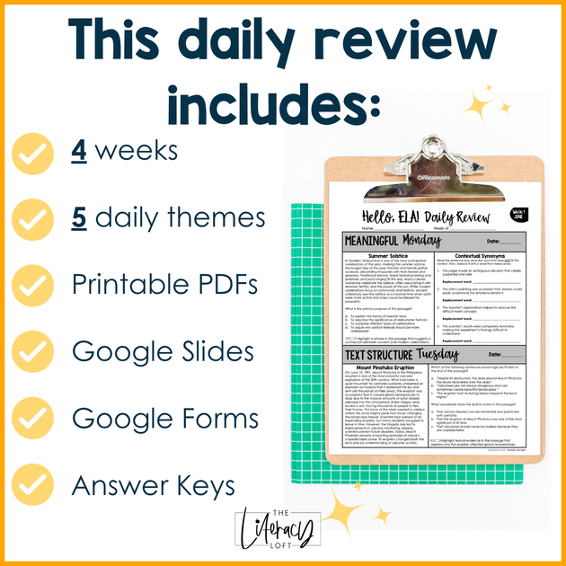 10th Grade ELA Summer Reading Comprehension High School Fun Spiral Rev ...