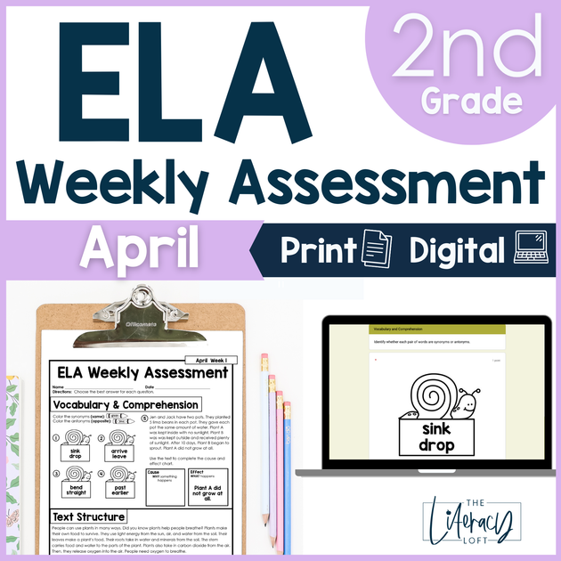 ELA Weekly Assessments 2nd Grade April Morning Work | Printable | Goog ...