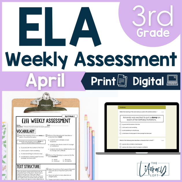 ELA Weekly Assessments 3rd Grade April Morning Work | Printable | Goog ...
