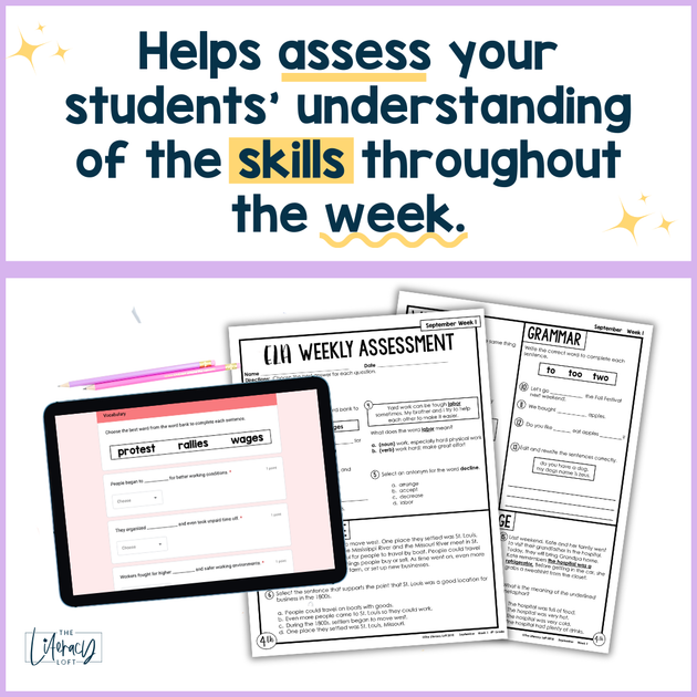 ELA Weekly Assessments 4th Grade | Printable | Google Forms – The ...