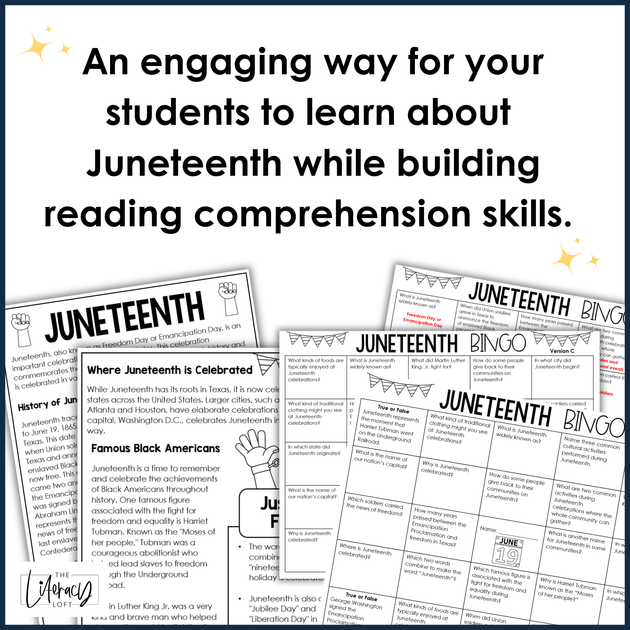 Juneteenth Reading Comprehension Bingo – The Literacy Loft
