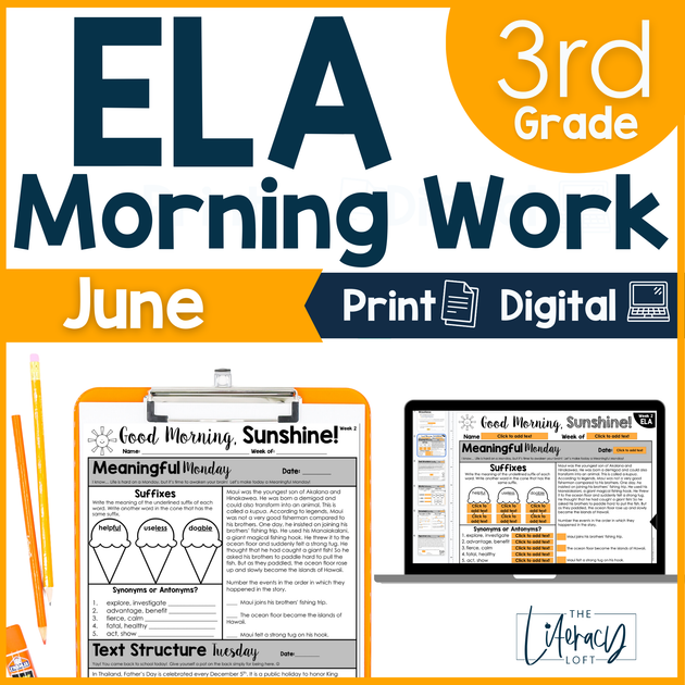 ELA Morning Work 3rd Grade {June} | Google Slides – The Literacy Loft
