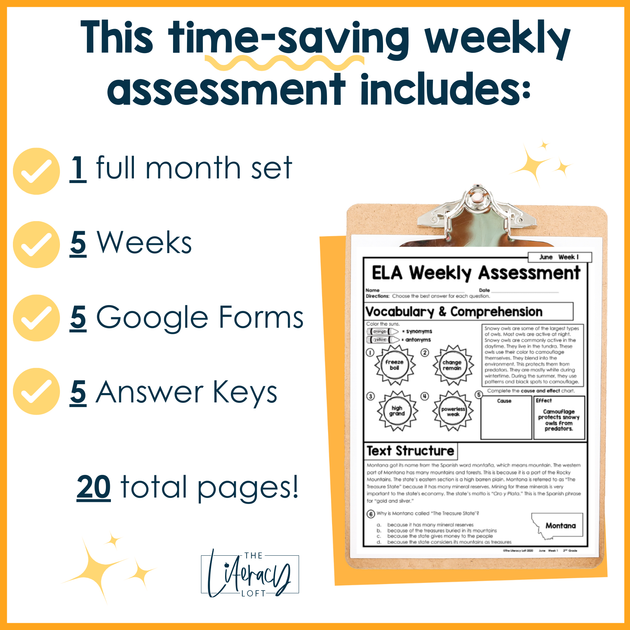 ELA Weekly Assessments 2nd Grade June Morning Work | Printable | Googl ...