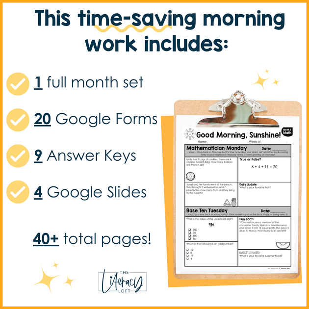 Math Morning Work 2nd Grade {June} | Distance Learning | Google Apps ...