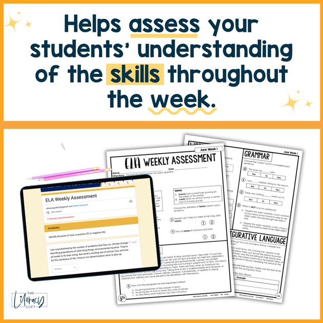 ELA Weekly Assessments 8th Grade June Morning Work | Printable | Googl ...