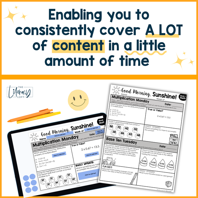 Math Morning Work 5th Grade {June} | Google Slides – The Literacy Loft