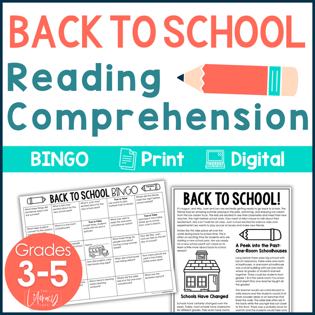Back to School Reading Comprehension Passages Activity Game – The ...