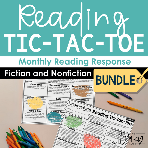 Fiction and Nonfiction Reading Tic Tac Toe (Monthly Reading Response ...
