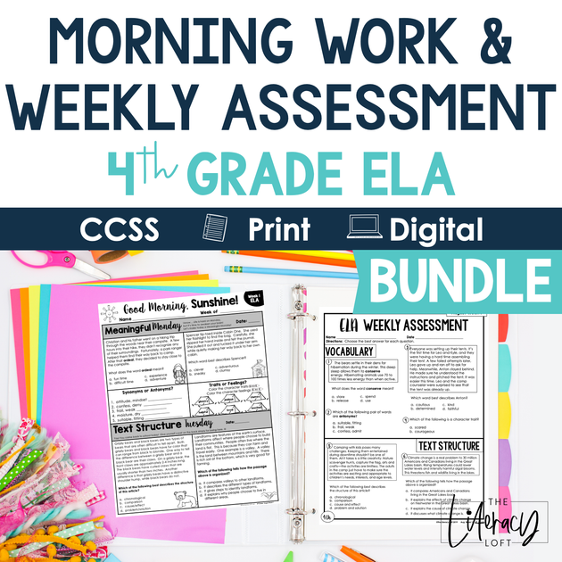 4th Grade ELA Morning Work and Weekly Assessments Bundle – The Literacy ...