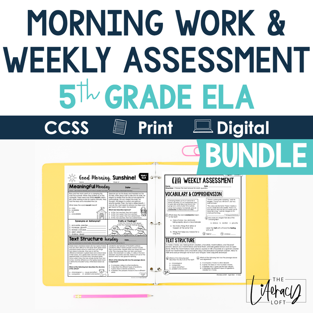 5th Grade ELA Morning Work and Weekly Assessments Bundle – The Literacy ...