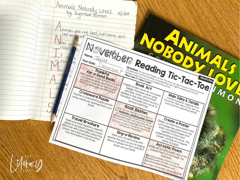 Nonfiction Reading Tic Tac Toe (Monthly Reading Response) – The ...