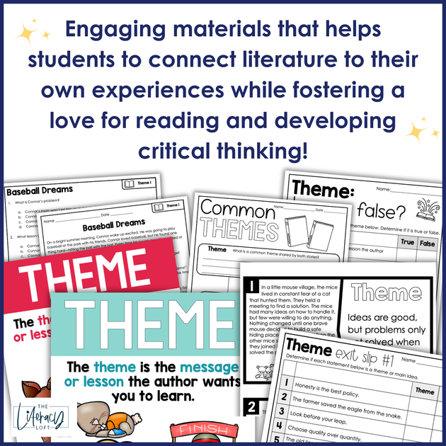 Theme 3rd Grade Reading Comprehension Passages Graphic Organizers Post ...