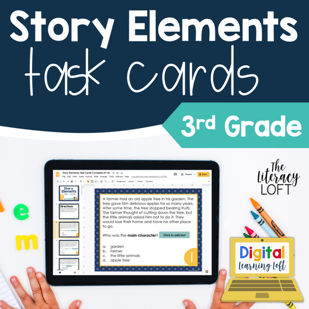 Story Elements Task Cards 3rd Grade | Distance Learning | Google Slide ...