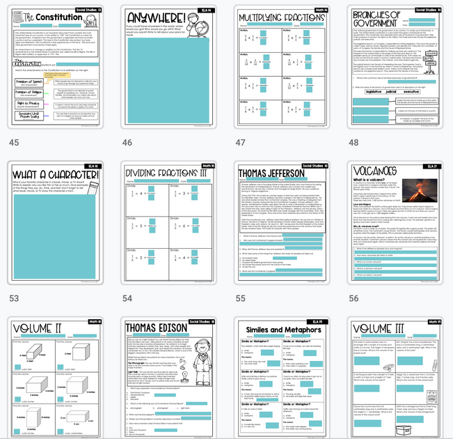 4 Week At Home Learning Packet Part 2 (5th Grade) | Distance Learning ...
