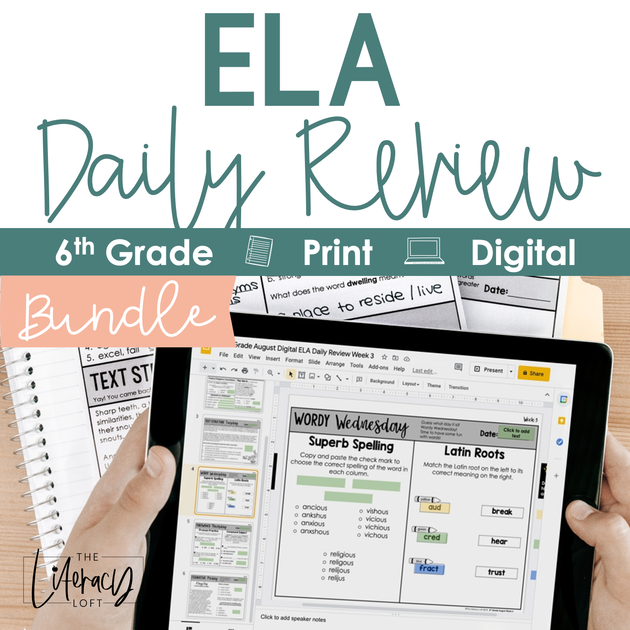 ELA Daily Review 6th Grade (Bundle) | Printable | Google Apps – The ...