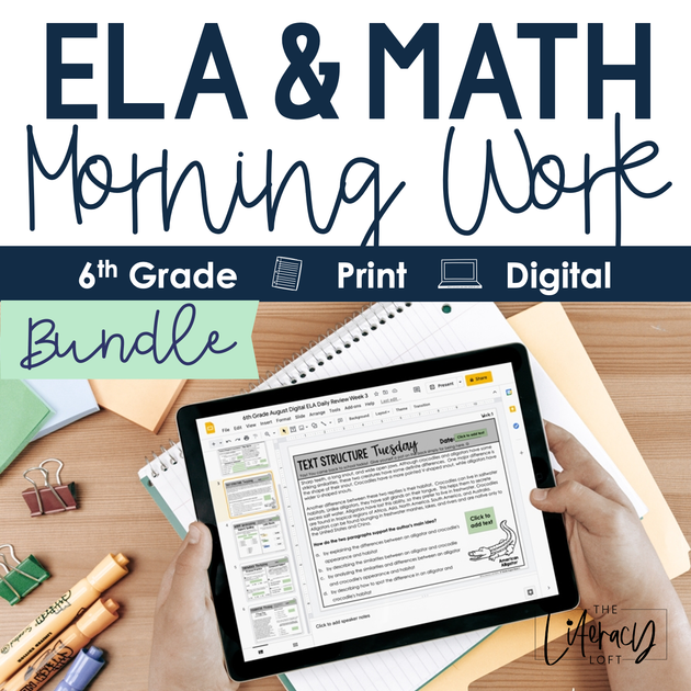 ELA + Math Daily Review 6th Grade {The Bundle} | Distance Learning | G ...