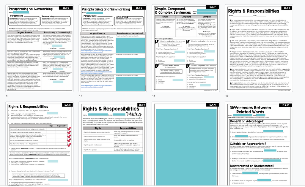 4 Week At Home Learning Packet (ELA ONLY 7th-8th Grade) | Distance Lea ...
