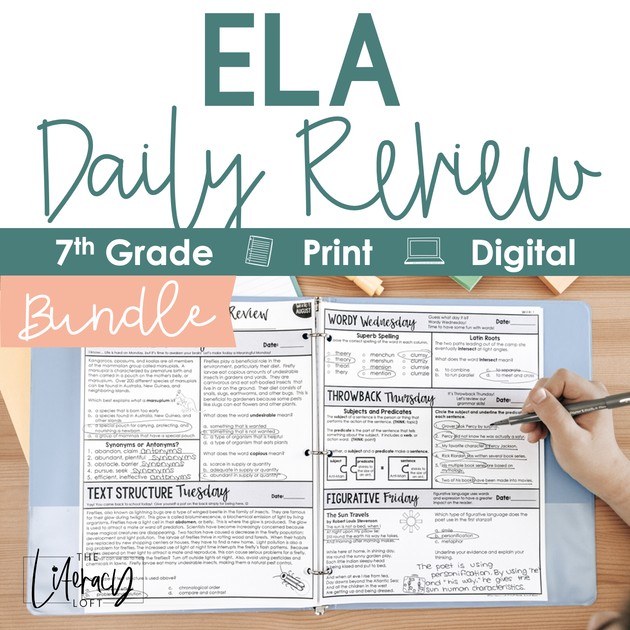 ELA Daily Review 7th Grade Bundle | Printable | Google Apps – The ...