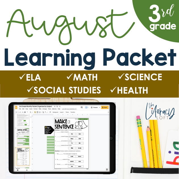 August No Prep Packet 3rd Grade – The Literacy Loft