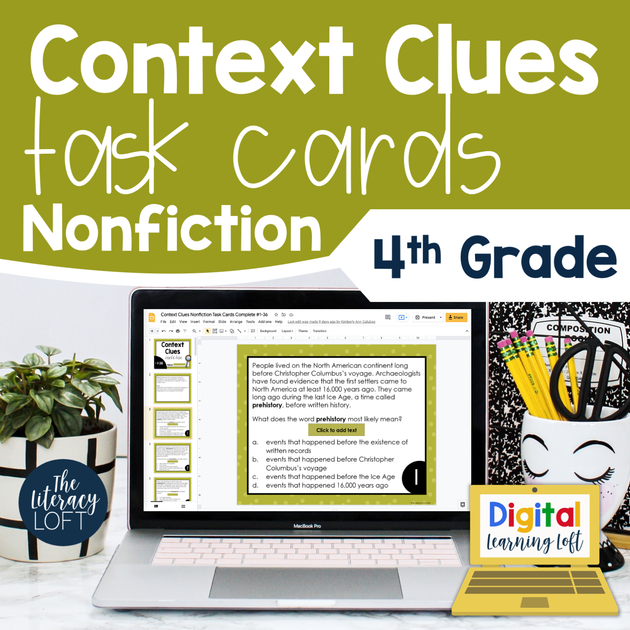 Context Clues Nonfiction Task Cards 4th Grade | Distance Learning | Go ...